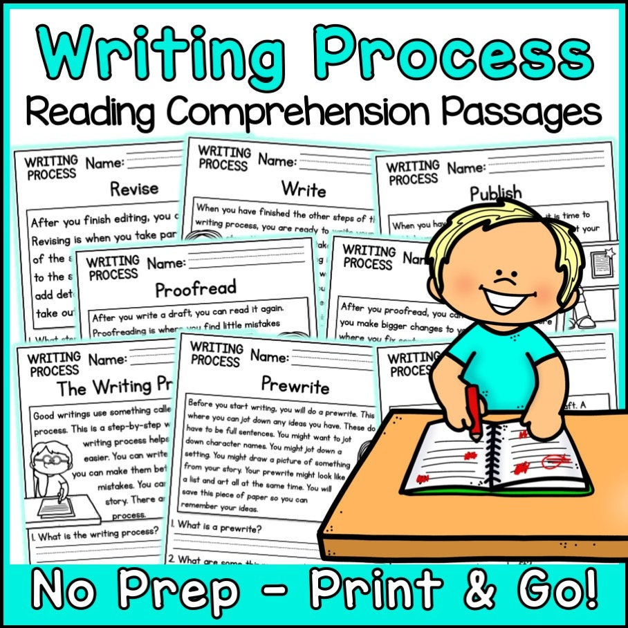 Writing Process Reading Comprehension Passages and Questions - Etsy