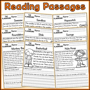 Playground Reading Comprehension Passages and Questions Back to School ...