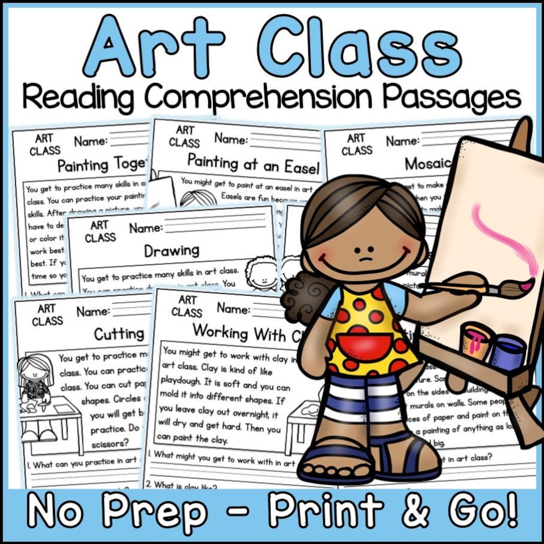 Art Class Reading Comprehension Passages and Questions Back to School ...
