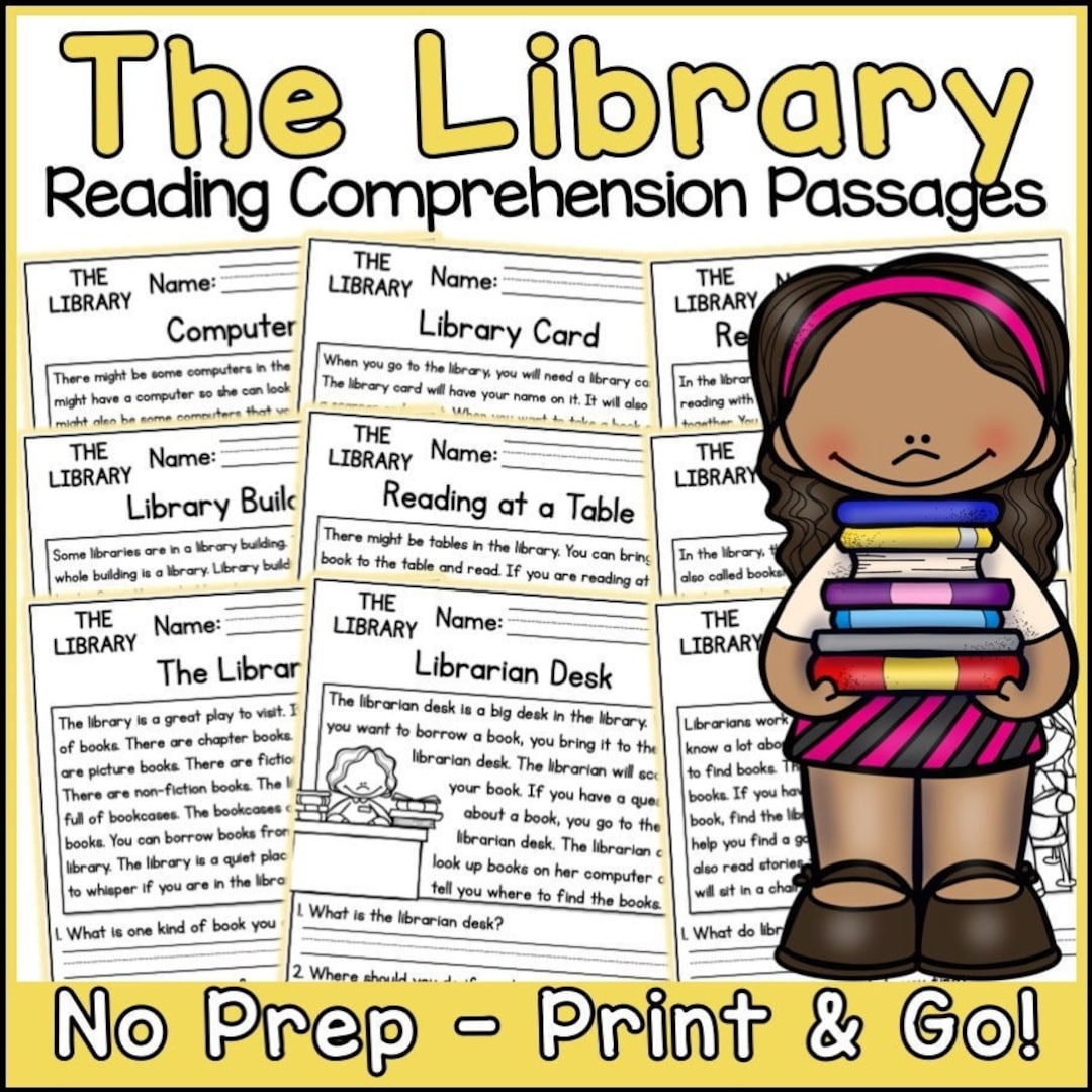 The Library Reading Comprehension Passages and Questions Back to School ...