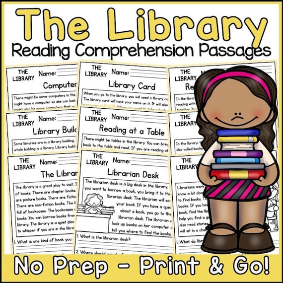 The Library Reading Comprehension Passages and Questions Back - Etsy