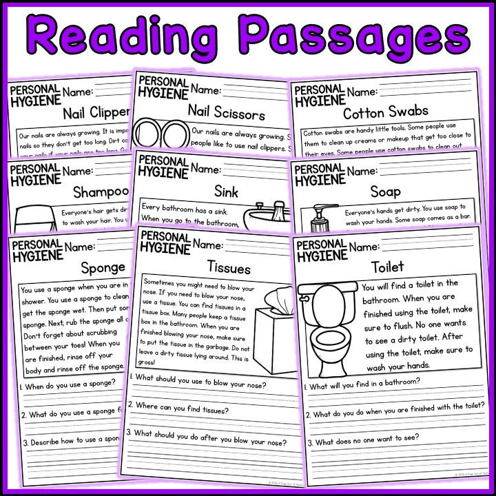 Personal Hygiene Tools Reading Comprehension Passages and Questions ...