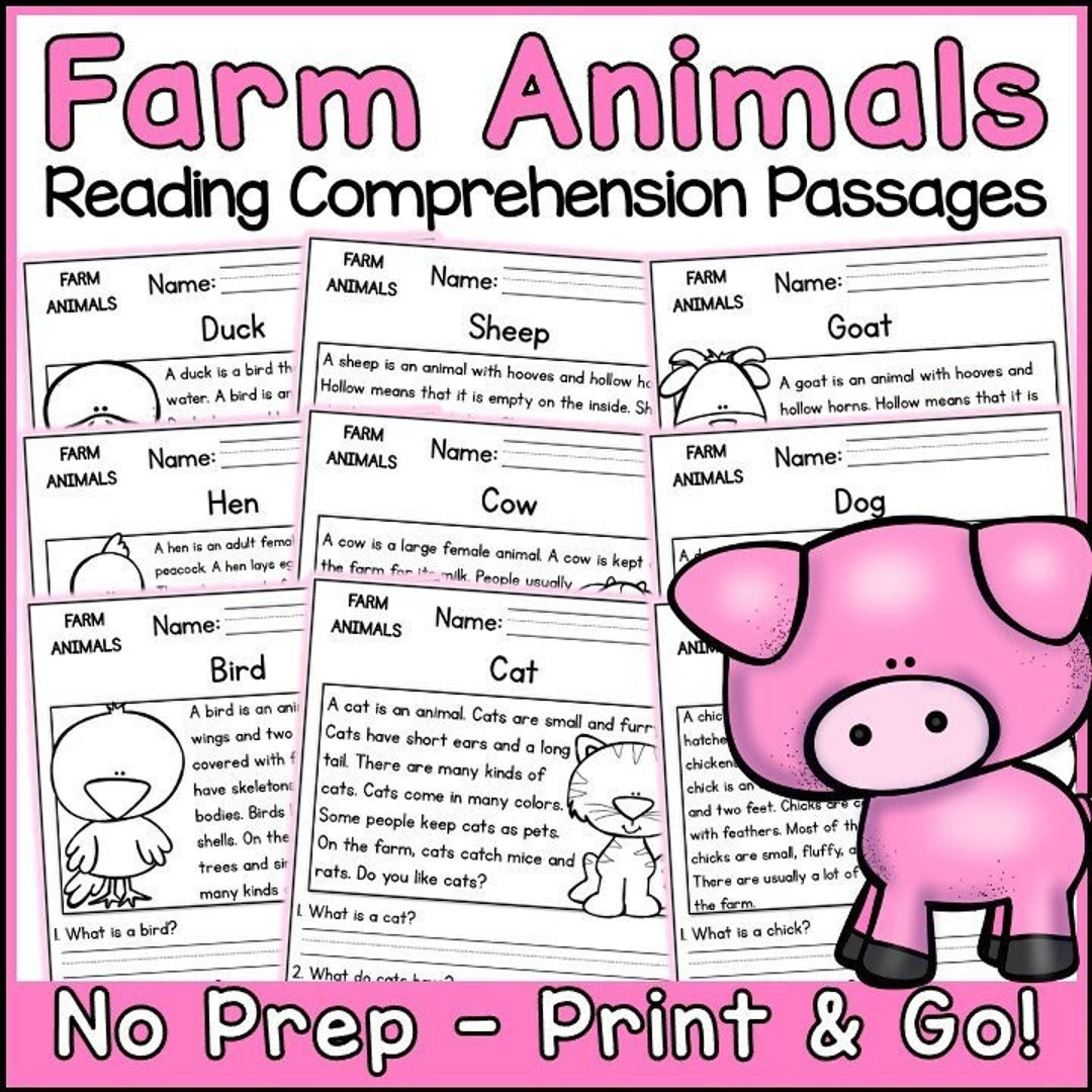 Farm Animals K-2 Reading Comprehension Passages Bundle Homeschool ...
