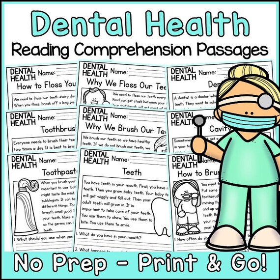 Dental Health Reading Comprehension Passages and Questions - Etsy