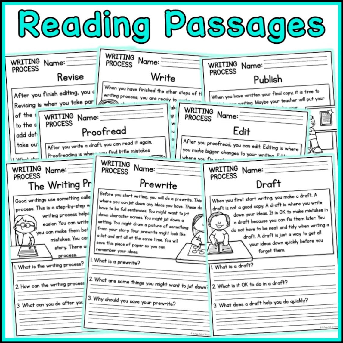 Writing Process Reading Comprehension Passages and Questions Back to ...