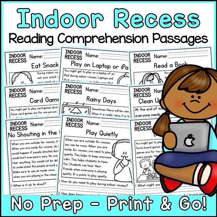 Indoor Recess Reading Comprehension Passages and Questions Back to ...