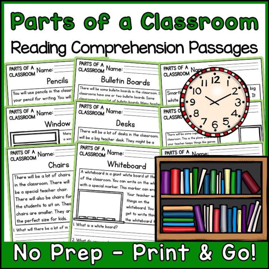 Parts of a Classroom Reading Comprehension Passages and Questions Back ...