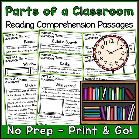 Parts of a Classroom Reading Comprehension Passages and - Etsy