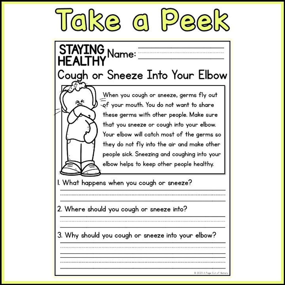 Staying Healthy Reading Comprehension Passages and Questions Health ...