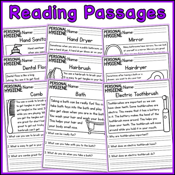 Personal Hygiene Tools Reading Comprehension Passages and Questions ...