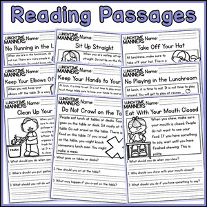 Lunchtime Manners Reading Comprehension Passages and Questions Back to ...