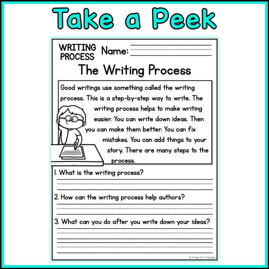 Writing Process Reading Comprehension Passages and Questions - Etsy