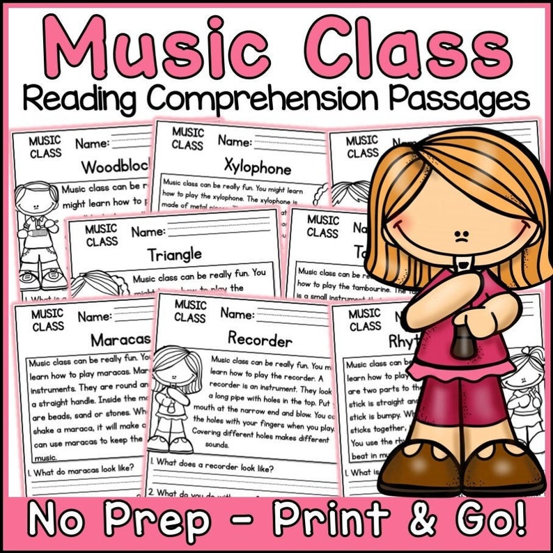 Music Class Reading Comprehension Passages and Questions Back to School ...