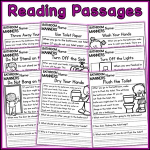 Bathroom Manners Reading Comprehension Passages and Questions Back to ...