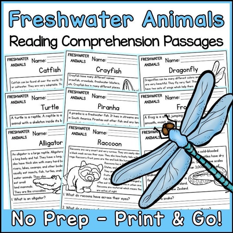 Freshwater Animals Reading Comprehension Passages and Questions ...