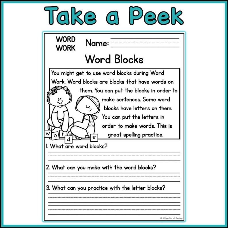 Word Work Reading Comprehension Passages and Questions Back to School ...