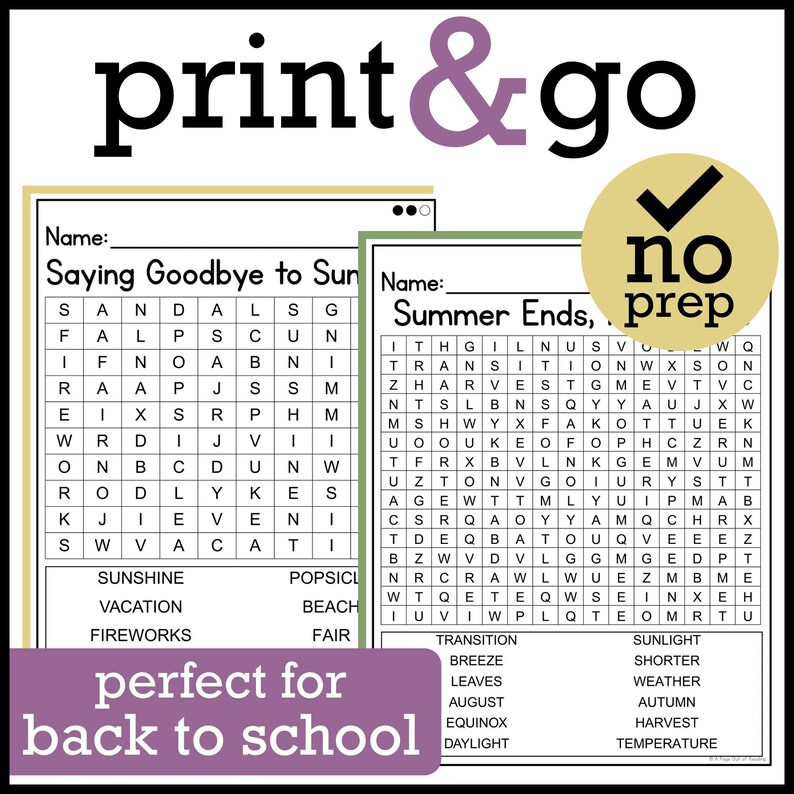 August Month Word Searches Printable Bundle | Differentiated Vocabulary ...