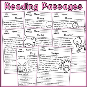 Farm Animals K-2 Reading Comprehension Passages Bundle Homeschool ...