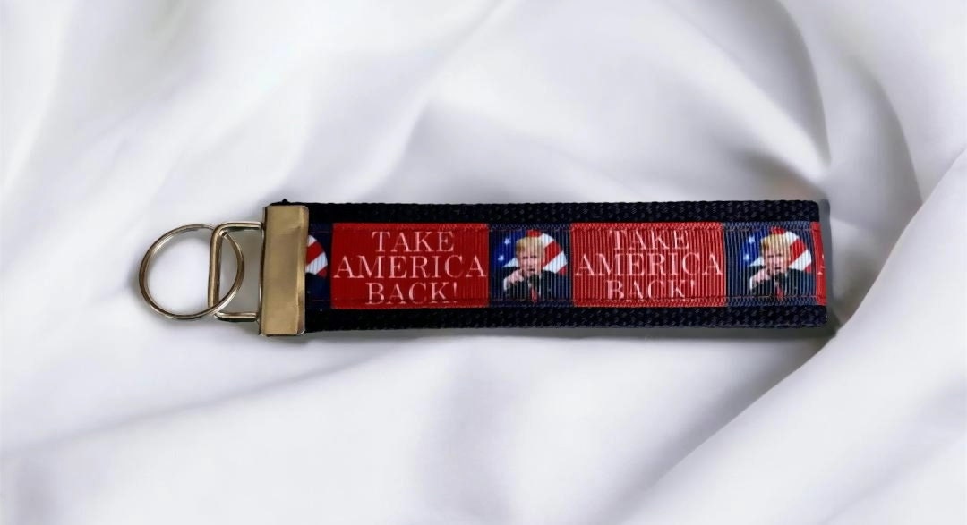 Donald Trump President Key Fob Keychain Wristlet Mini Lanyard Grosgrain ...