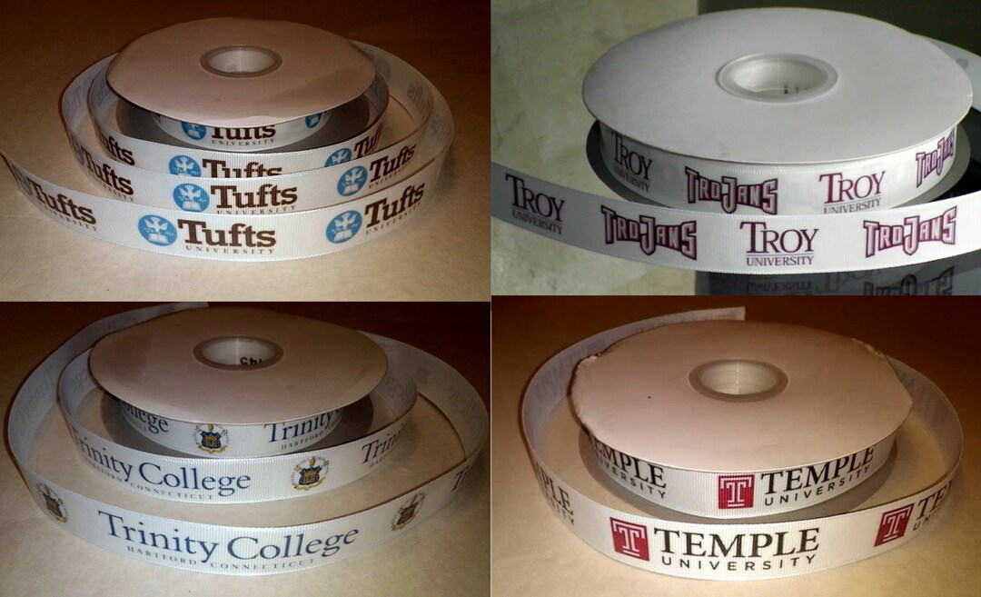 7/8 Collegiate Personalizable Grosgrain Ribbon Temple University Tufts ...