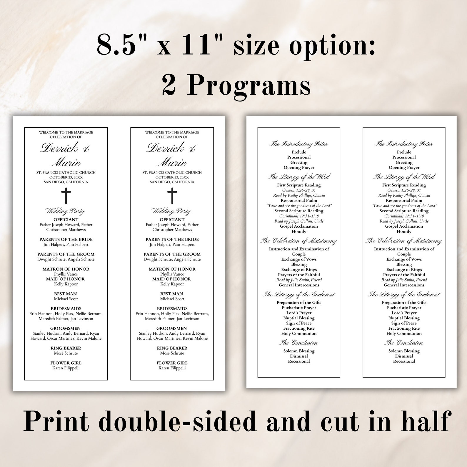 Catholic Wedding Program Template, Elegant Wedding Ceremony Program, Wedding Mass Program ...