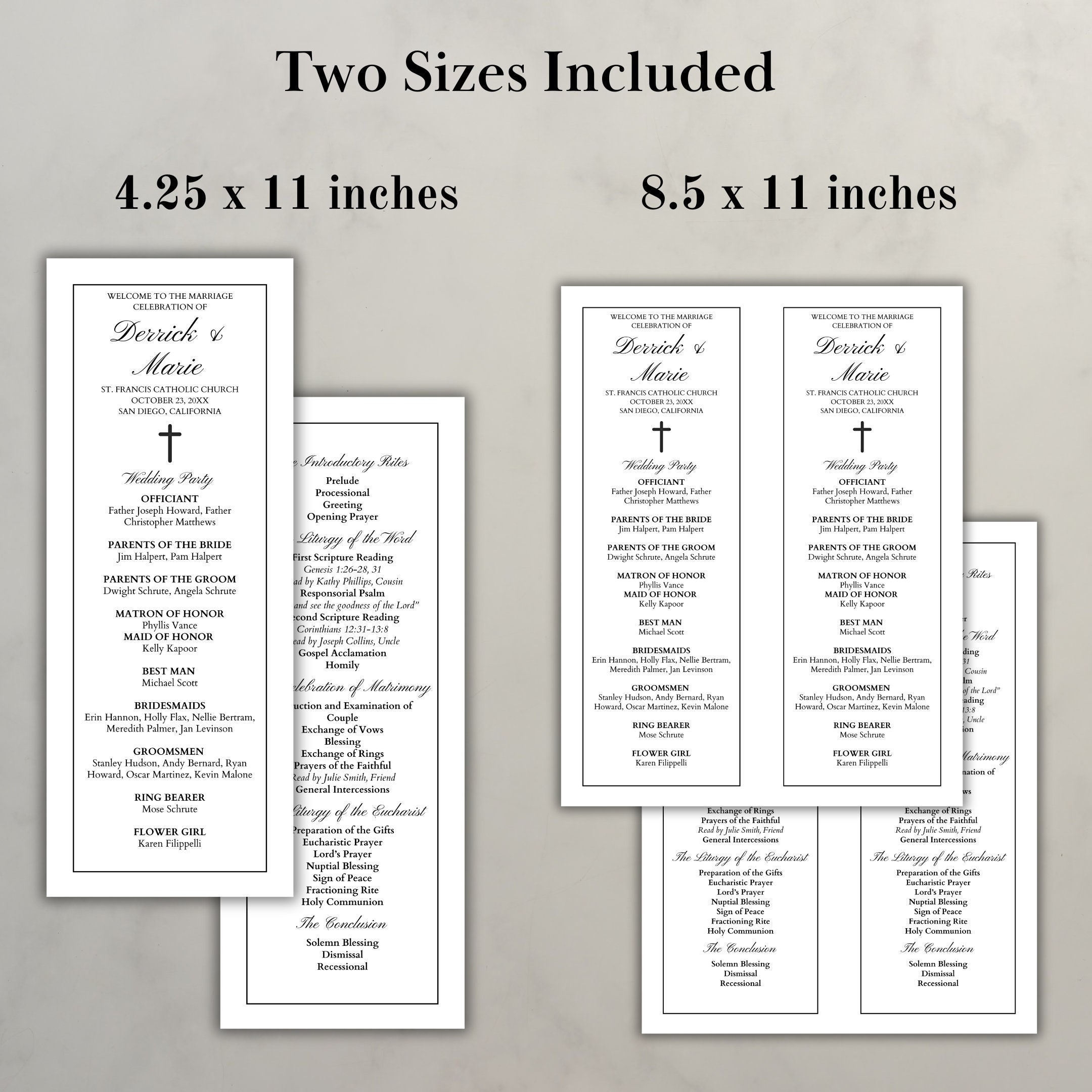 Catholic Wedding Program Template, Elegant Wedding Ceremony Program ...