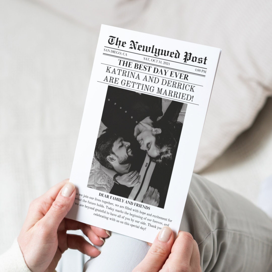 Wedding Newspaper Program Template, Infographic Folded Newspaper ...