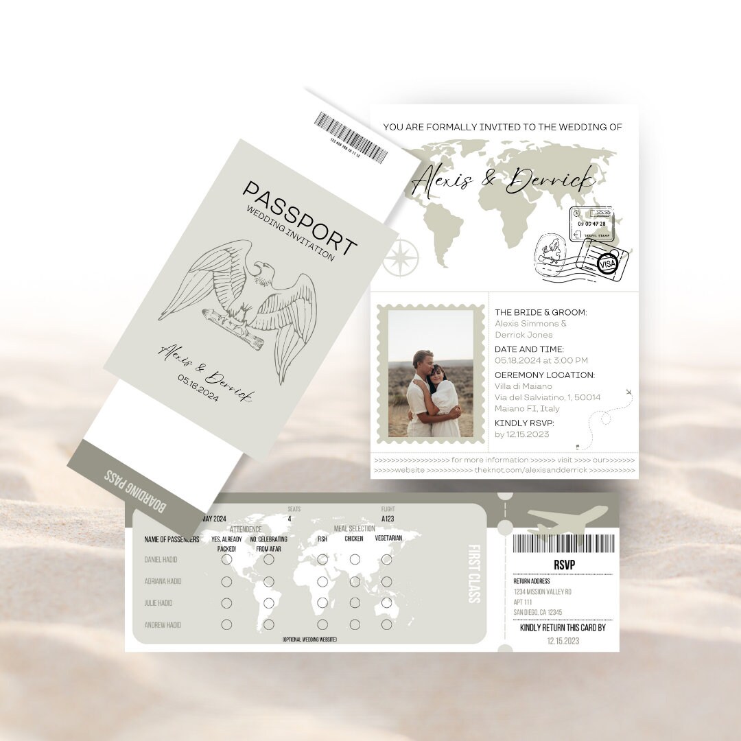 Boarding Pass Wedding Invitation Template, Wedding Passport Instant ...