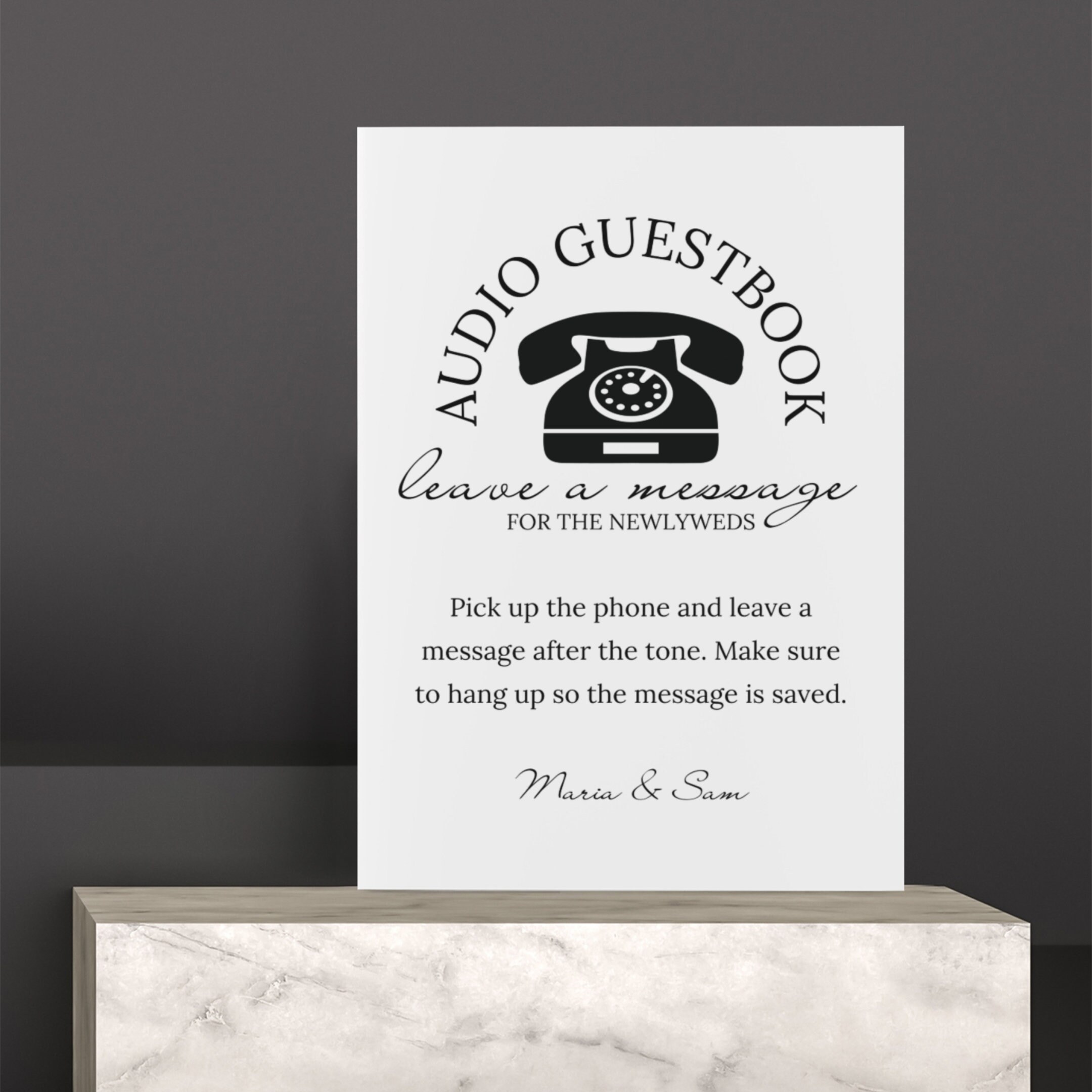 Audio Guest Book Sign, Wedding Guestbook Table Sign, Phone Guest Book ...