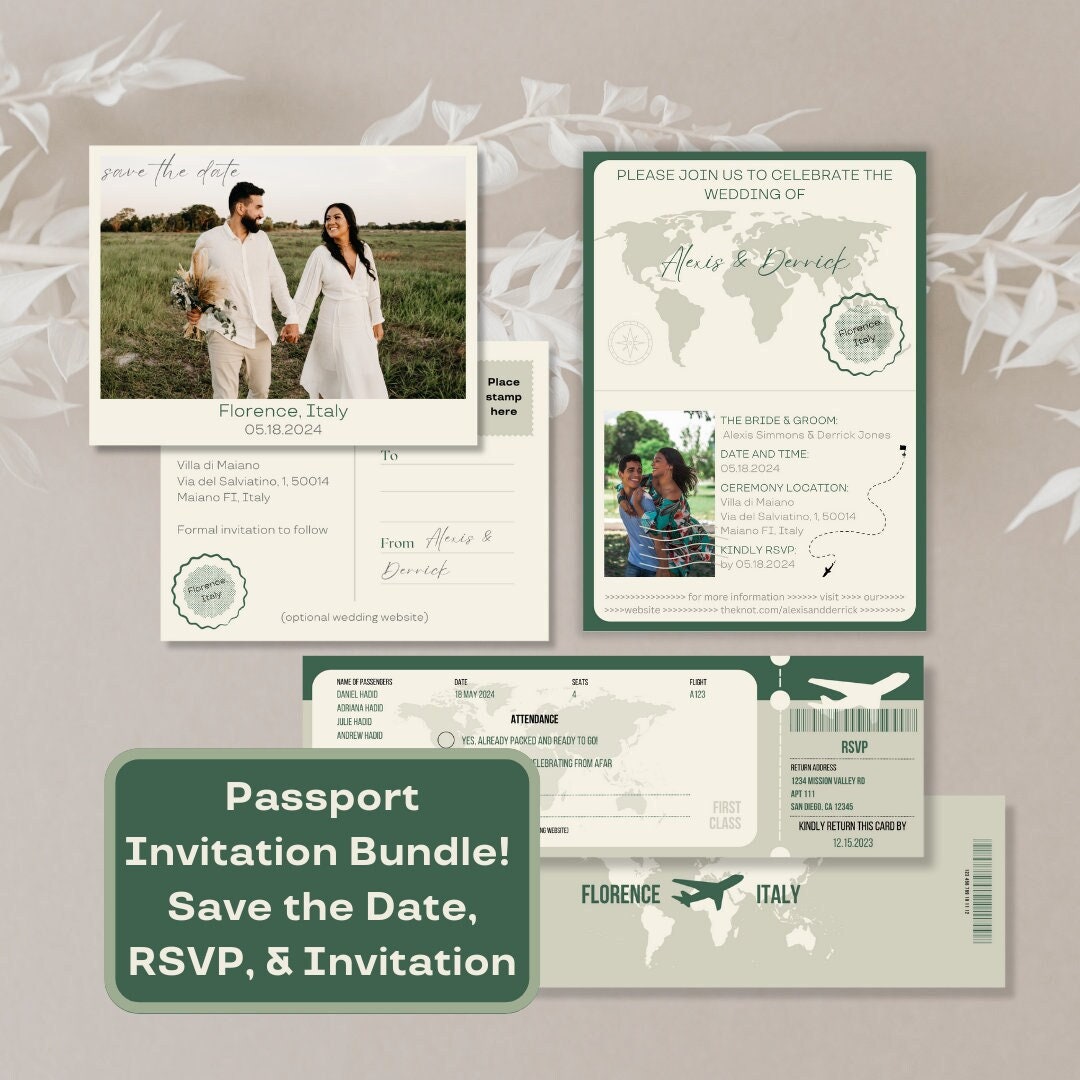 Save the Date Destination Wedding Passport Wedding Invitation - Etsy