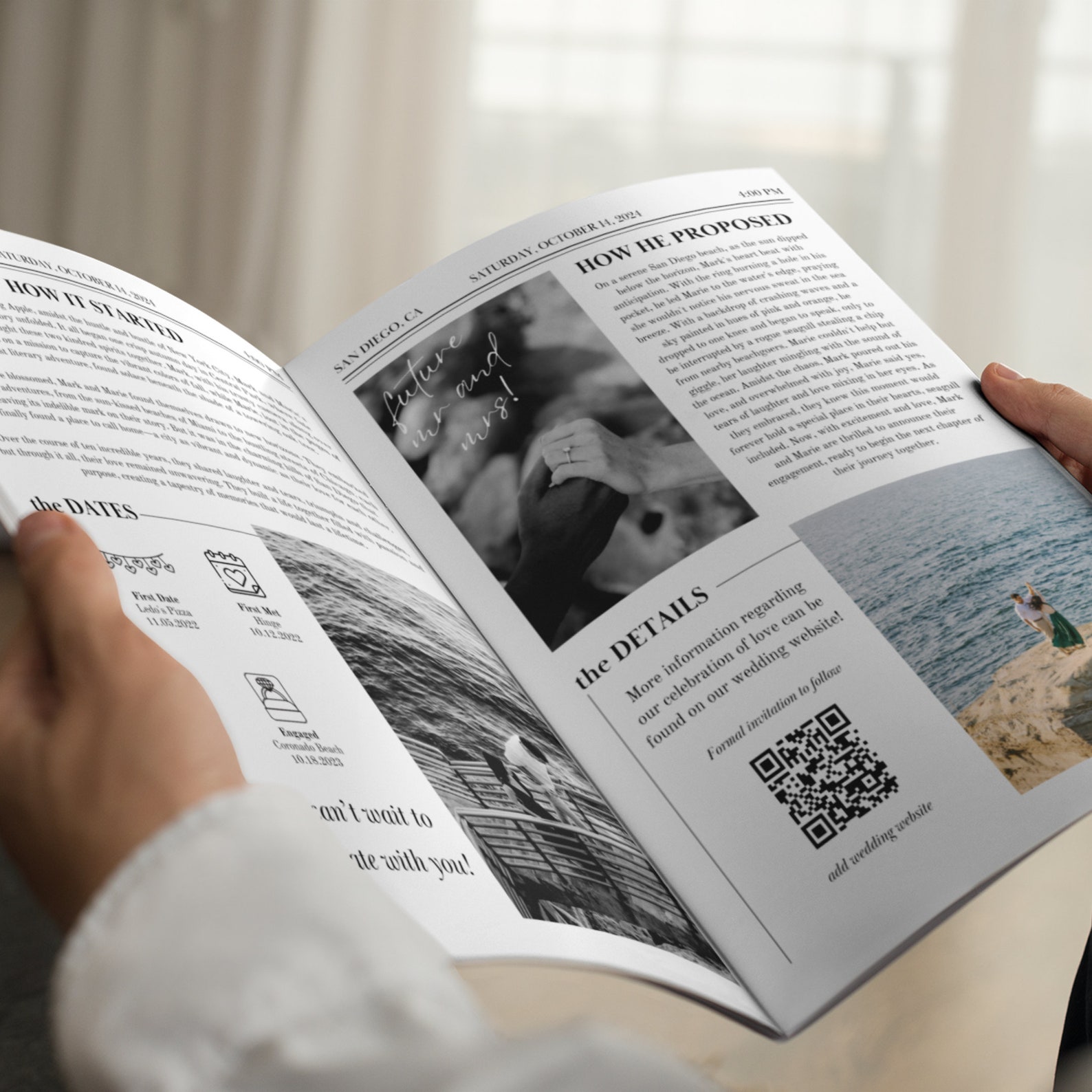 Wedding Engagement Newspaper Template, Save the Date Newspaper Wedding ...