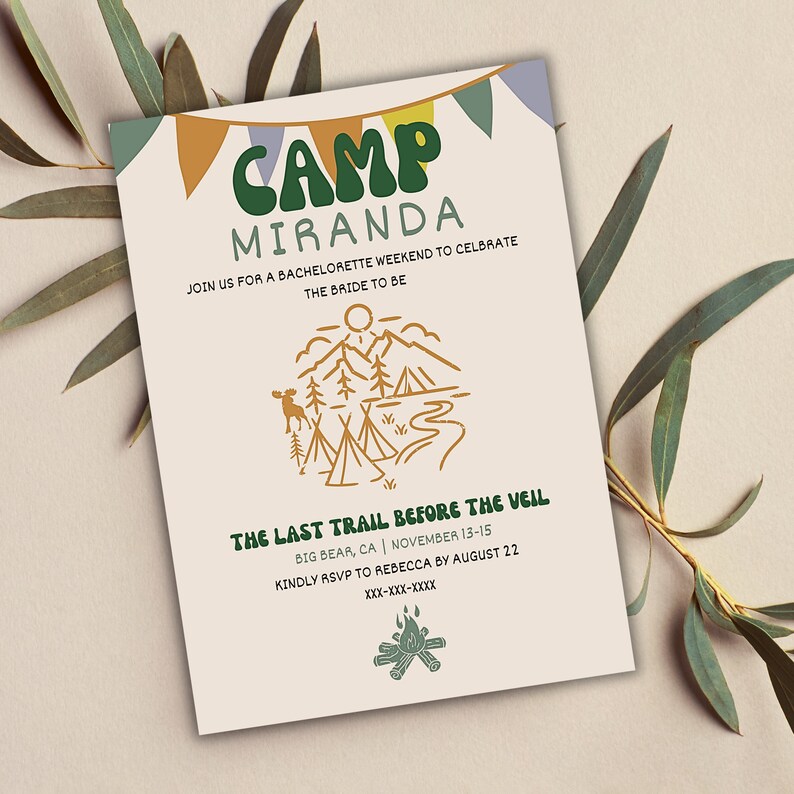 Camp Bachelorette Itinerary Template, Glamping Lake Bachelorette, Girls ...
