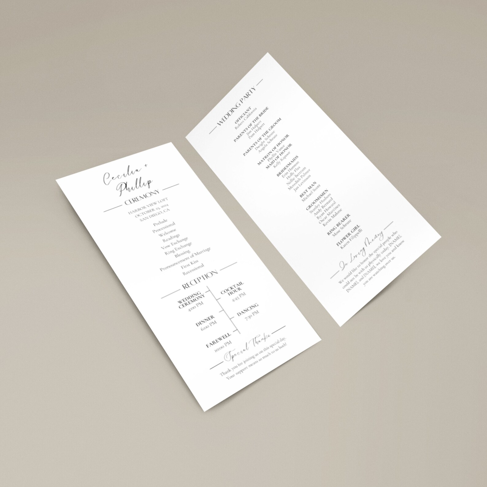 Infographic Wedding Program, Ceremony Program Template, Editable ...