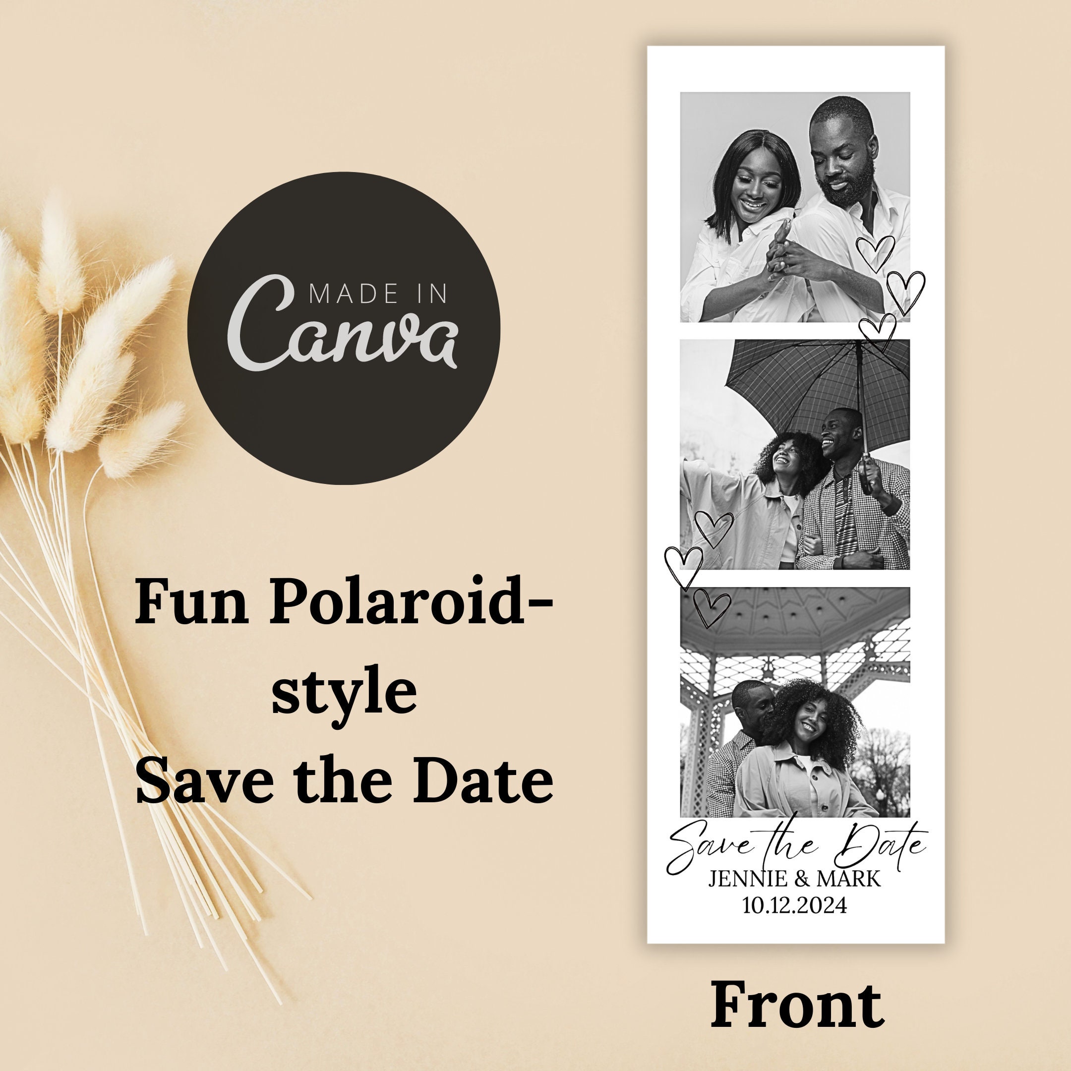 Save the Date Photo Booth Strip Template, Save the Date QR Code ...