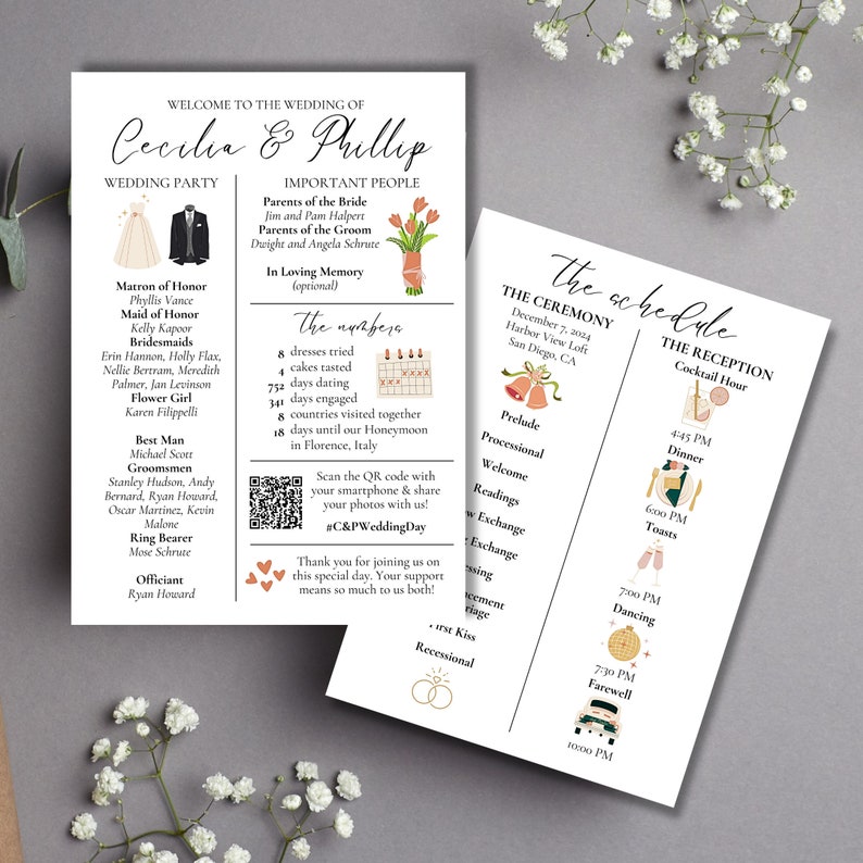 Infographic Wedding Day Program, Editable Wedding Schedule Template ...