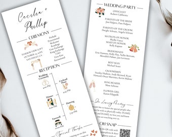 Infographic Wedding Program, Editable Wedding Details Card, Ceremony Template, Wedding Program ...