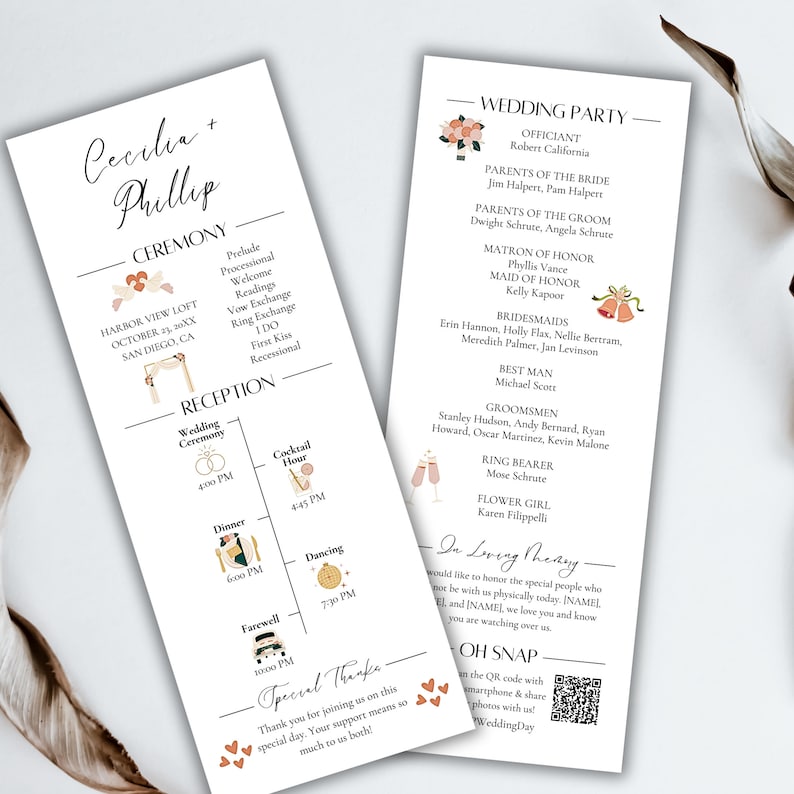 Infographic Wedding Program Ceremony Program Template - Etsy