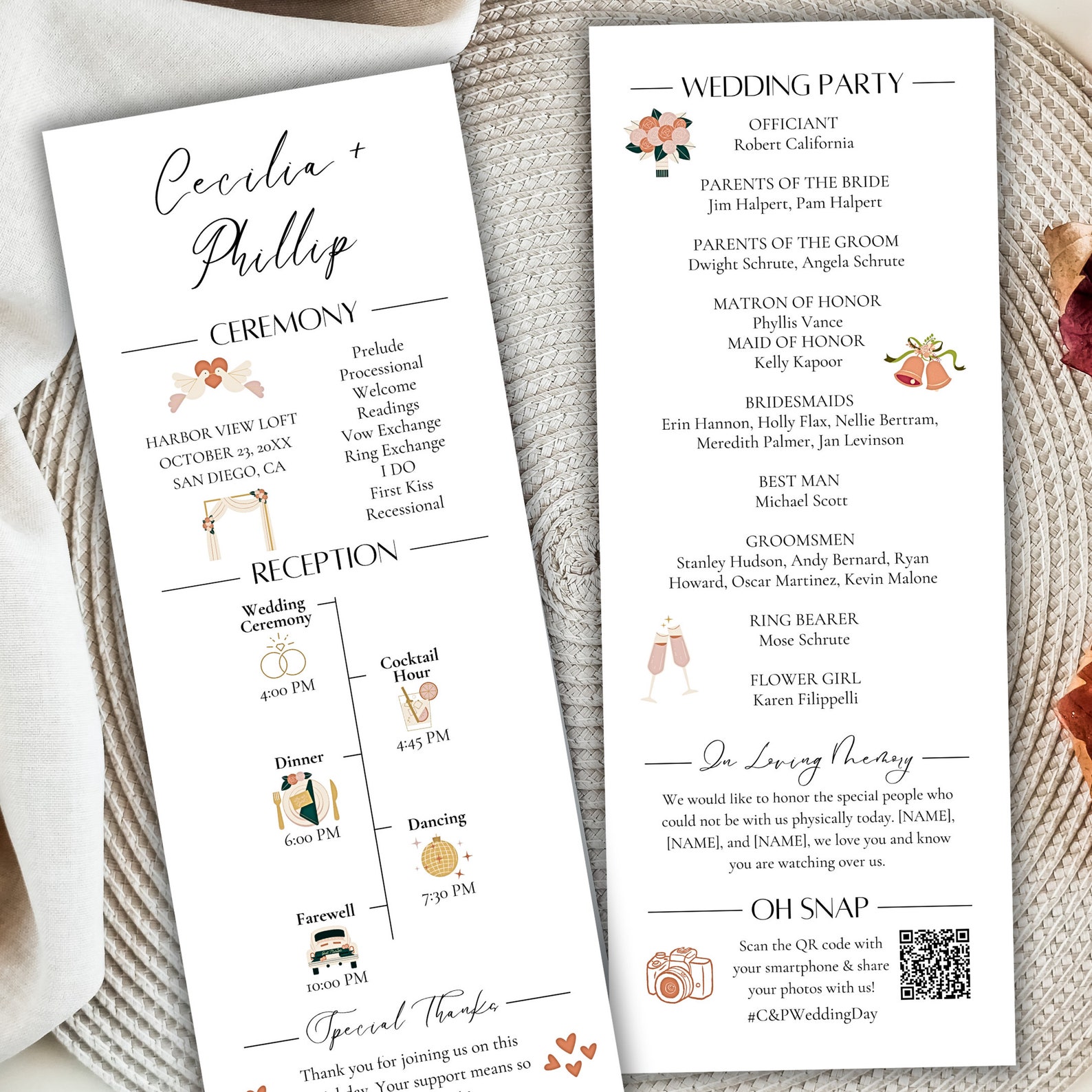 Infographic Wedding Program, Ceremony Program Template, Editable ...