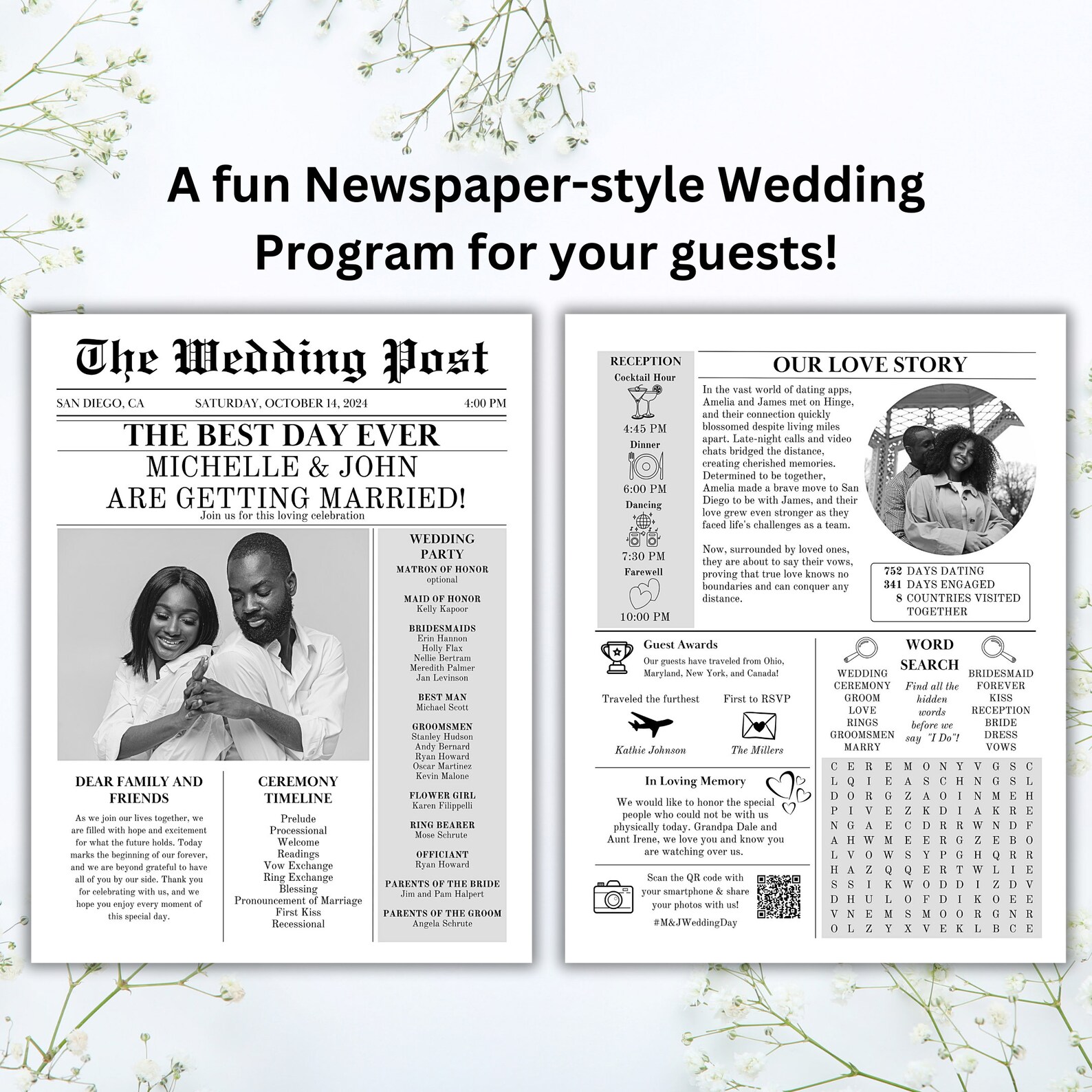 Wedding Newspaper Infographic Program, Newspaper Wedding Program ...