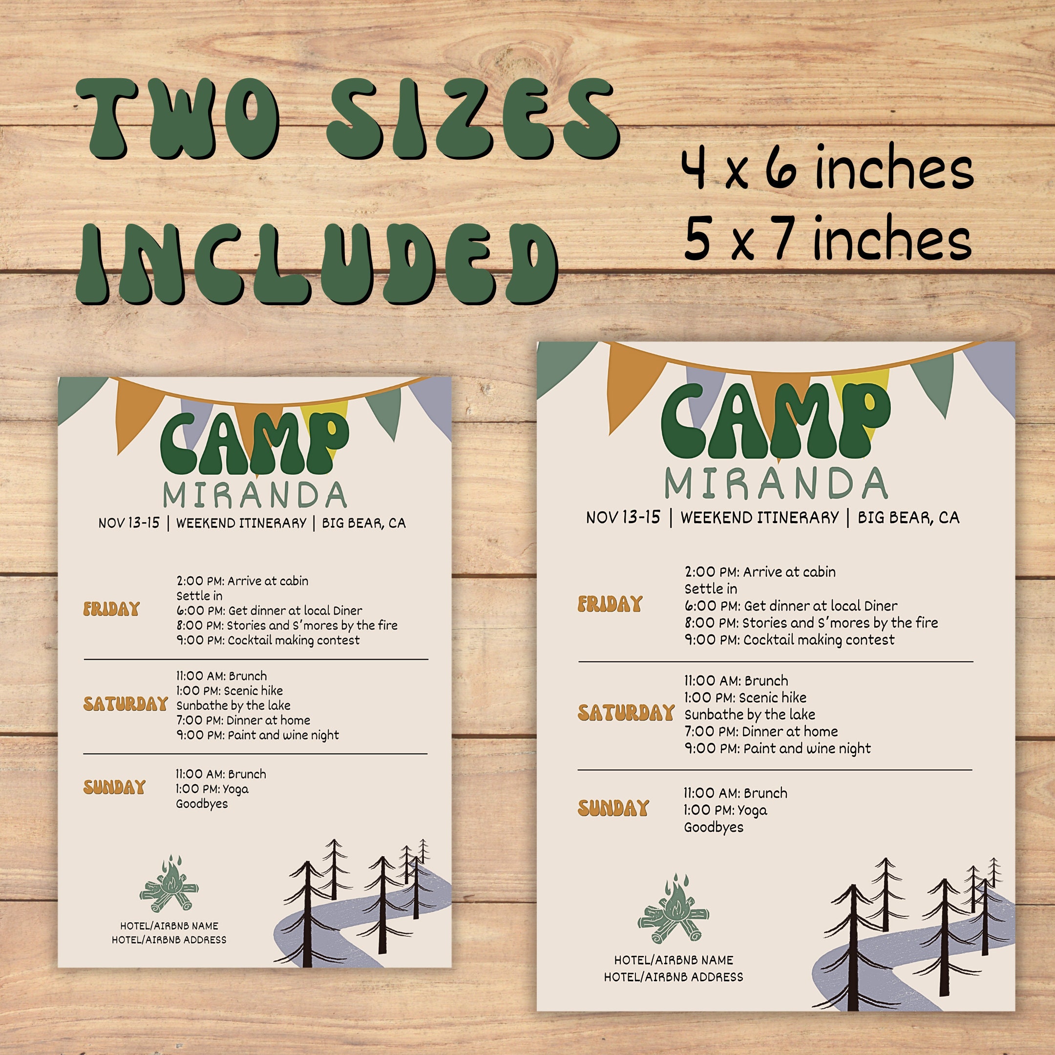 Camp Bachelorette Itinerary Template, Summer Camp Bach Party, Girls ...