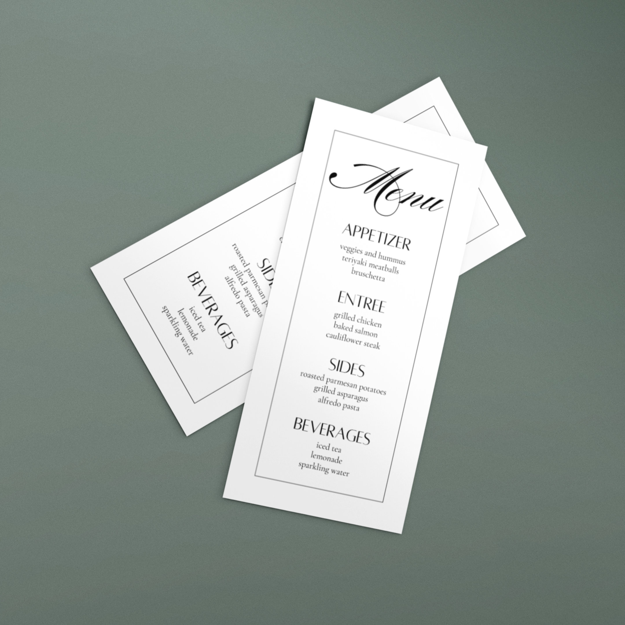 Minimalist Wedding Menu Template, Modern Calligraphy Script Menu ...