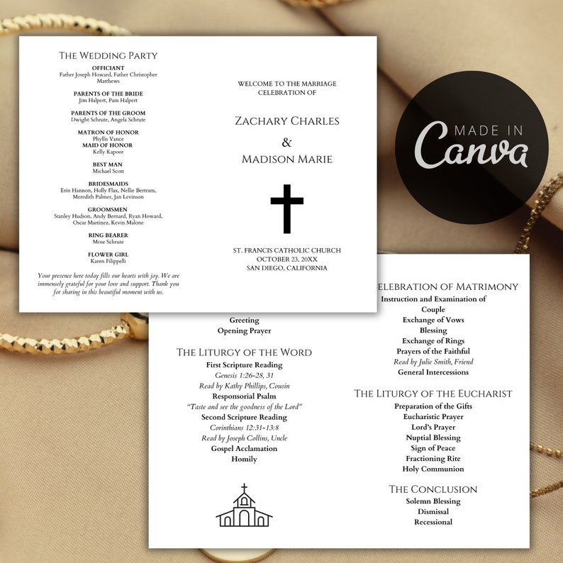 Catholic Wedding Program Template Catholic Wedding Ceremony - Etsy