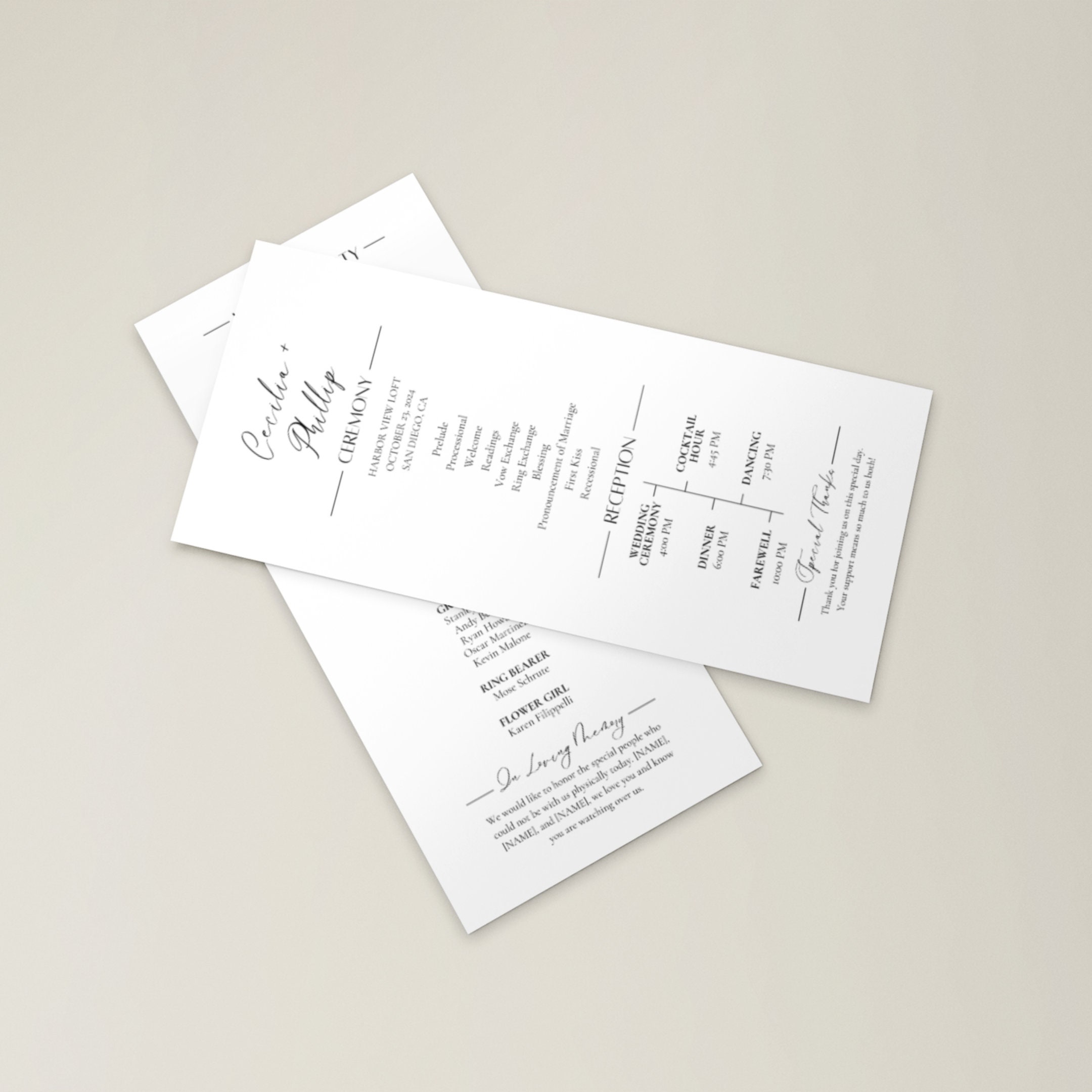 Infographic Wedding Program, Ceremony Program Template, Editable ...