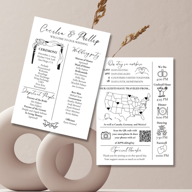 Infographic Wedding Program Editable Wedding Day Program Fun - Etsy