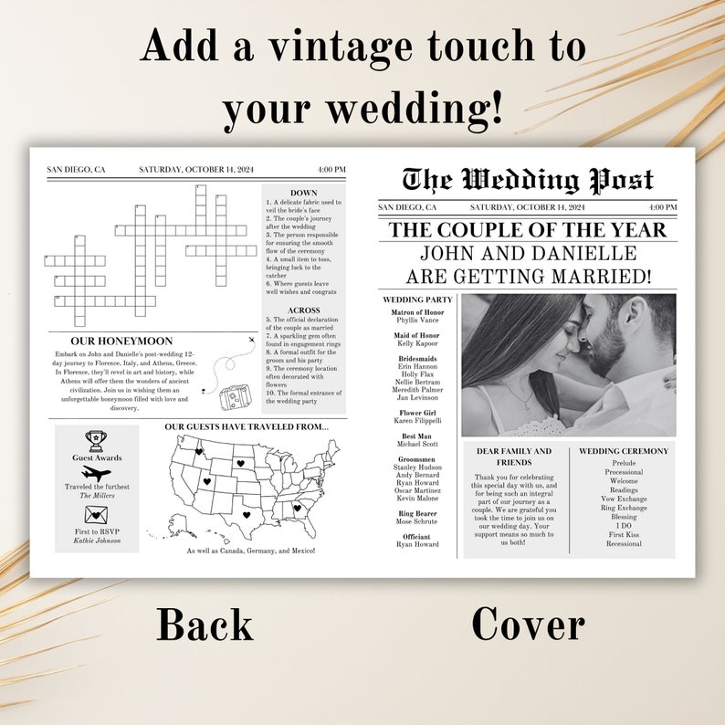 Newspaper Wedding Program Template Editable Wedding Newspaper - Etsy