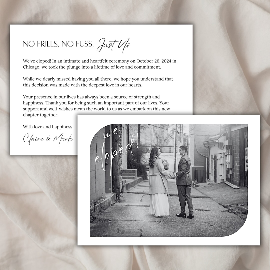 Elopement Announcement Template, Editable Elopement Announcement ...