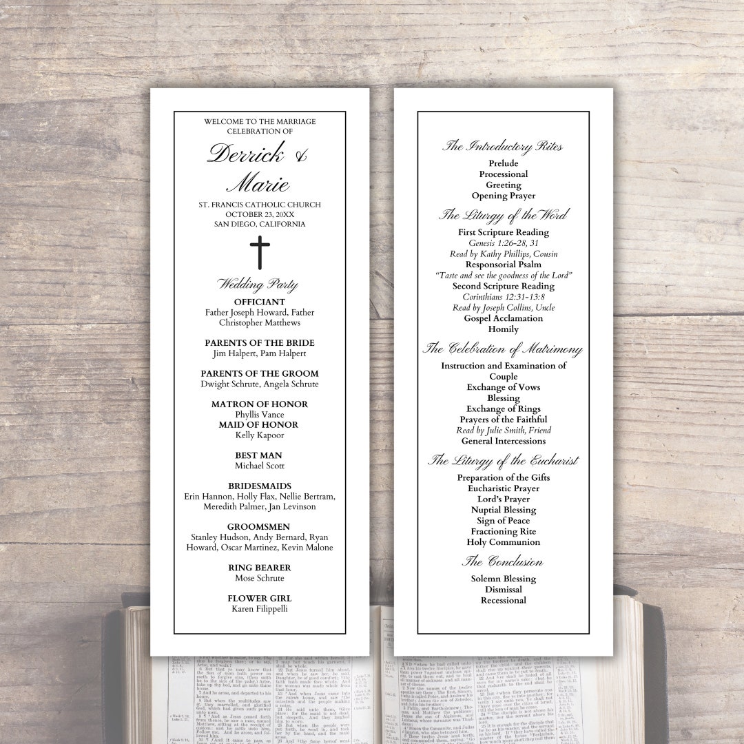 Catholic Wedding Program Template, Elegant Wedding Ceremony Program ...
