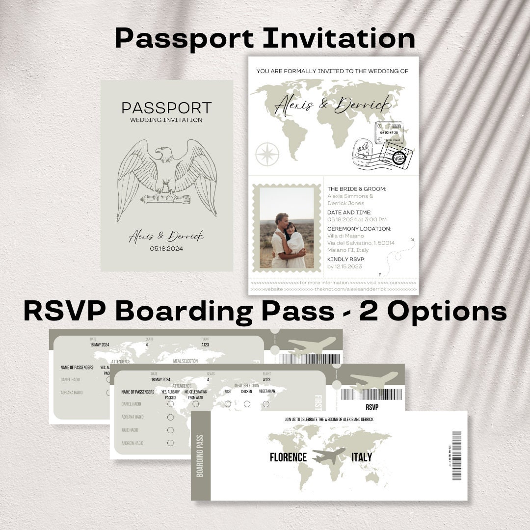 Boarding Pass Wedding Invitation Template, Wedding Passport Instant ...