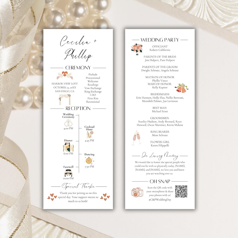 Infographic Wedding Program Ceremony Program Template - Etsy