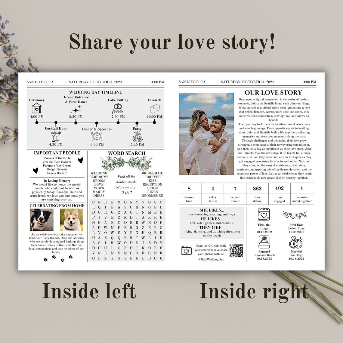 Newspaper Wedding Program Template Editable Wedding Newspaper - Etsy